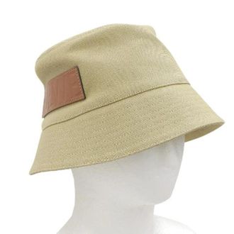 Loewe Pre-owned Lederflicken-Baumwoll-Bucket-Hat - - Pre-owned - Damen - Beige - ONE SIZE