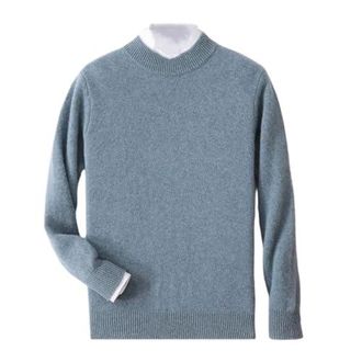 Generic Pull à manches longues en laine mérinos pour homme, Gray9stone En8, XXL