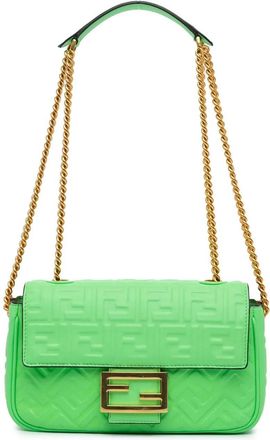 Fendi Hobo Bags - Zucca Embossed Leather Chain Midi Baguette - Gr. unisize - in Gr&uuml;n - f&uuml;r Damen