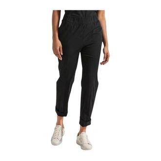 Deha Deha, Femme, Pantalons, Noir, Taille: 44 FR Pantalon en popeline &agrave; ourlet roul&eacute;