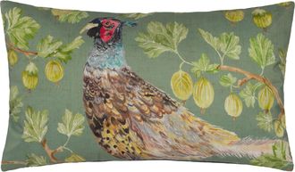 Evans Lichfield Outdoor-Kissenbezug Fasan - Handbemaltes Aquarelldesign, UV- und wasserfest, 50 x 30 cm, Olive, 1 Stück, Für den Außenbereich geeignet