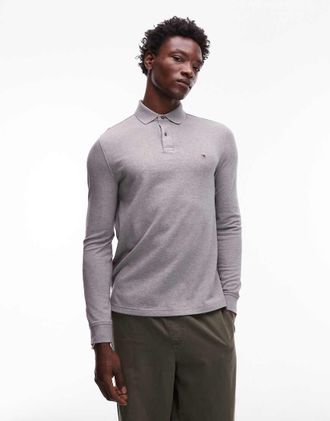 Tommy Hilfiger 1985 - Lang&auml;rmliges Regular Fit Polohemd in Grau