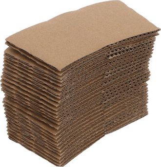 Lurrose 50 Stück Kaffeebecher Hüllen aus Wellen kraftpapier Hitzebeständige Austauschbare Trinkbecher Ärmel für Heißgetränke Kompakte Leichte Manschetten für 