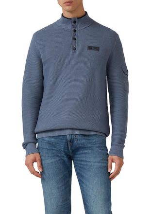 s.Oliver Strickpullover aus Baumwolle mit Troyer-Kragen und Strukturmix