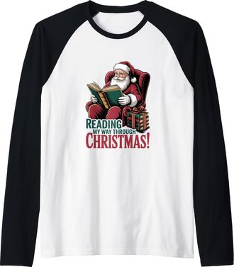 Mapanoli Design Ich lese Meinen Weg durch Weihnachten - Book Lover Santa Raglan