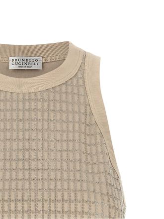 Brunello Cucinelli Embroidered Cotton Jersey Tank Top - Beige