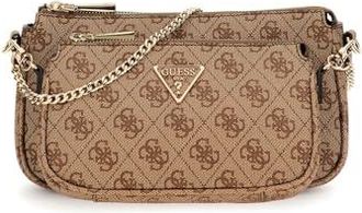 Guess Noelle II Double Pouch Crossbody Bag Latte Logo/Brown
