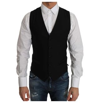 Dolce & Gabbana Schwarze Formelle Wollweste - - Suits - Herren - Schwarzk - XS
