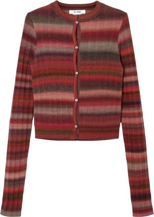 Re/Done Gerippter Cardigan mit rundem Ausschnitt - Rot