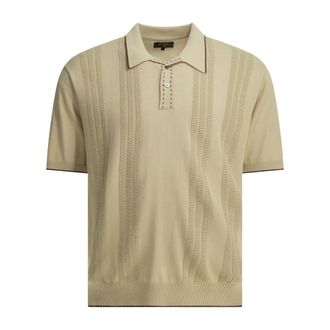 Beams Plus Strick-Polohemd mit erhabenem Jacquard-Muster - - Tops - Herren - Beige - XL