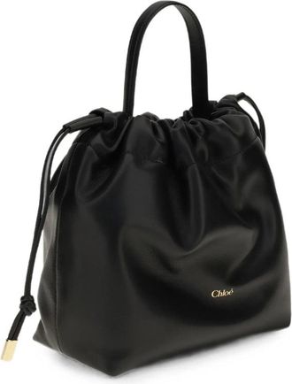 Chlo&eacute; Lambskin Drawstring Shoulder Bag - Black