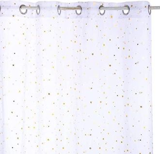 Atmosphera Atmosphera - Voilage Enfant &Eacute;toile dor &agrave; Oeillets - Rose 140x250 cm - Blanc