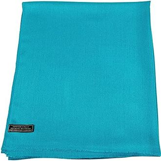 CJ Apparel Turquoise Echarpe de Pashmina en Châle Népalaise Solide Couleur Unie Conception Wrap Étole Secondes