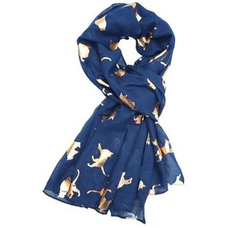 GFM &Eacute;charpe &agrave; imprim&eacute; chats - CT-RG-GHNL-Bleu-Imprim&eacute; or rose