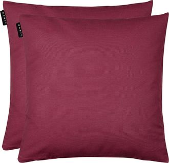 Linum Annabell Elegant Kissenh&uuml;lle 50x50 cm 2er-Pack, 100% Baumwolle, Maschinenwaschbar, Blasses Weinrot