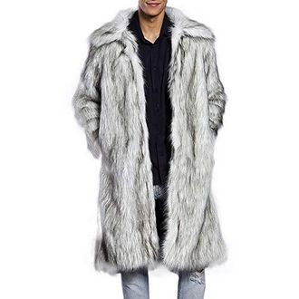 Generic 2025 Veste Long Col en Peluche Manteau Manteaux Vestes Outwear de Fourrure Synthétique pour Homme, Parfait pour Automne et Hiver Classique Formelle Ch