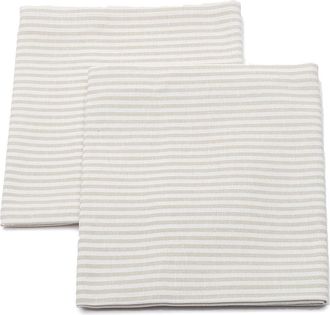 LinenMe Set mit 2 Geschirrtücher Halbleinen 47x70 cm Jazz - Küchentücher & Handtücher Natürlich 53% Leinen, 47% Baumwolle mit Aufhänger in Beige gestreift, He
