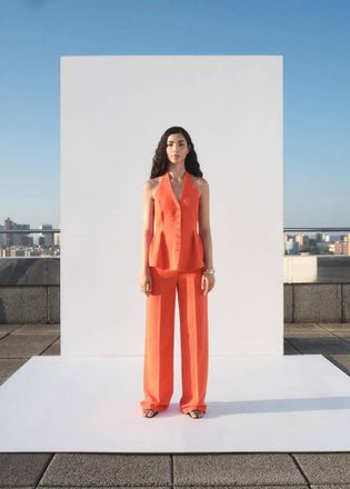 Mango Gerade Anzughose mit mittlerer Bundh&ouml;he korallrot - Damen - 34 - MANGO