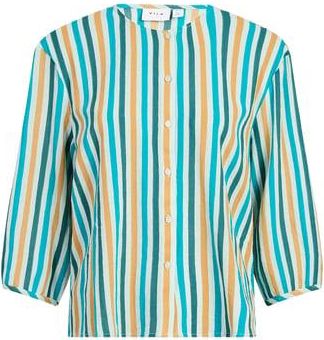 Vila Top boutonn&eacute; &agrave; rayures en coton