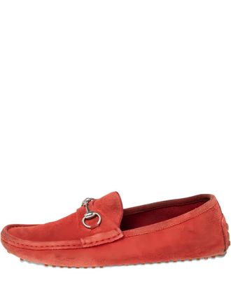 Gucci mocassins en daim &agrave; mors - Rouge