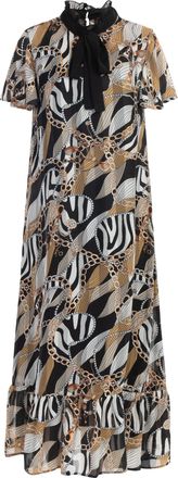 Faina Midikleid Damen Schwarz Mehrfarbig