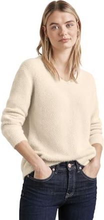 Street One A302832 EOS_Rib Structured featheryarnv-Neck, Lucid White, 46 Femme