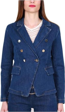 Liu Jo Femme, Vestes, Bleu, Taille: 40 FR Blazer en denim crois&eacute;