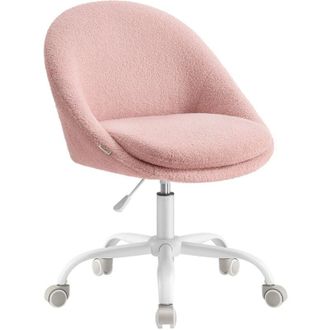 Songmics Songmics - Chaise de Bureau, Fauteuil Pivotant en Peluche, Si&egrave;ge Confort, Rembourrage en Mousse, R&eacute;glable en Hauteur, pour Bureau, Chambre, Rose