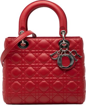Dior Hobo Bags - Medium Lambskin Cannage Lady Dior - Gr. unisize - in Rot - f&uuml;r Damen