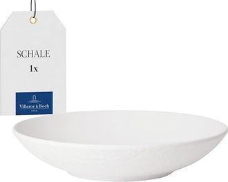 Villeroy & Boch Manufacture Rock Blanc Schale 24 cm Wei&szlig;, Sp&uuml;lmaschinenfest, Mikrowellensicher, Tiefer Teller, Teller f&uuml;r Suppen oder Pasta, Sch&uuml;ssel, Ramen Sch&uuml;ssel,