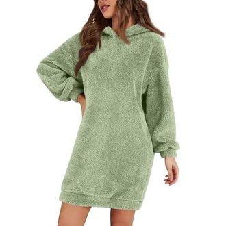 Generic Robe moulante &agrave; manches longues grande taille - Robes d&eacute;contract&eacute;es pour femmes - Robe chandail dhiver &agrave; manches tombantes - Coupe ample - Sweat &agrave; cap