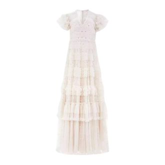 Needle & Thread Vivian V-Neck Gown - Femme - Robes - Beige - Taille: 36 FR