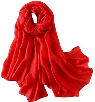 Lina & Lily Foulard Châle Étole Femme Mariage en Tissu Brillant Léger (Rouge)