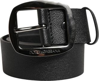 Dolce & Gabbana Homme, Accessoires, Noir, Taille: ONE Size Classic Leather Metal Buckle Belt