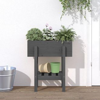 vidaXL Pflanzk&uuml;bel Grau 62x30x69 cm Massivholz Kiefer Vidaxl