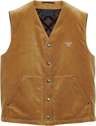 Prada Weste aus Cord - Gelb