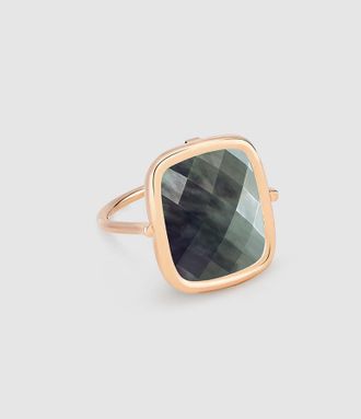 Ginette NY Bague Pixie Antique Nacre Noir Or Rose