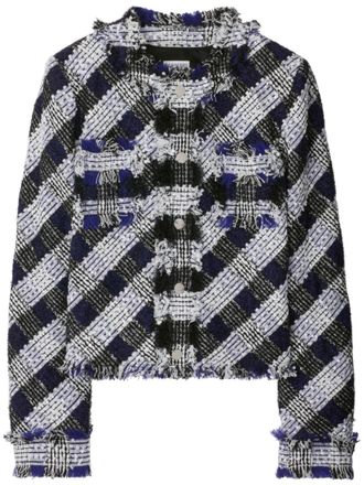 Burberry veste crop en tweed - Bleu