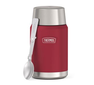Thermos ICON Food Jar 0,71 l, rot/berry mat, Speisegef&auml;&szlig; f&uuml;r Essen 710 ml, doppelwandigem 18/8 Edelstahl, h&auml;lt warm und kalt, mit klappbarem L&ouml;ffel, rutschfes