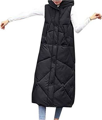 Generic Vestes dhiver 2026 pour femmes - Doudoune longue et &eacute;paisse - Longueur moyenne, Noir, XL