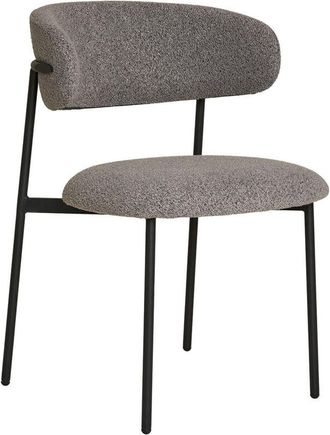 House Nordic House Nordic - Lot de 2 chaises 59x55x79,5 cm en tissu textur&eacute; gris fonc&eacute; et noir