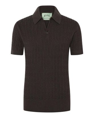 FTC Zopfstrick-Poloshirt aus einem Baumwolle-Kaschmir-Mix in