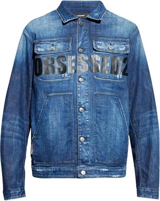 Dsquared2 veste imprimée en jean - Bleu