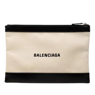 Balenciaga Pre-owned Navy Clip Clutch - Femme - Pre-owned - Beige - Taille: ONE Size