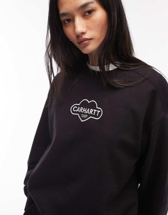 Carhartt Work in Progress Sweatshirt in Schwarz mit Herzwolken-Logo