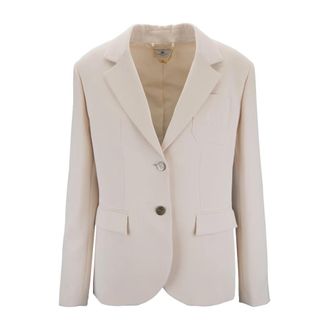 Elisabetta Franchi V-Ausschnitt Blazer mit Logo-Kn&ouml;pfen - - Jackets - Damen - Wei&szlig; - L