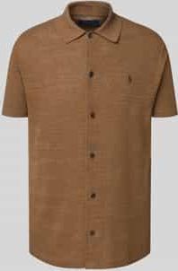 Polo Ralph Lauren Regular Fit Poloshirt aus Baumwoll-Leinen-Mix und Knopfleiste