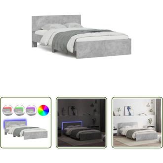 vidaXL vidaXL Betonfarbe - Bettgestell mit Kopfteil LED-Beleuchtung Betongrau 120x200 cm