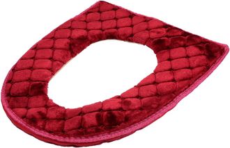 Angoily Wc Sitzkissen Winter Pl&uuml;schbezug mit Rei&szlig;verschluss Gepolstert Wasserabweisend Universell Passend Badezimmeraccessoire Rot