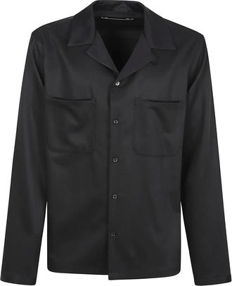 Golden Goose Homme, Chemises, Noir, Taille: S Chemise en Twill de Laine avec D&eacute;tails en Satin